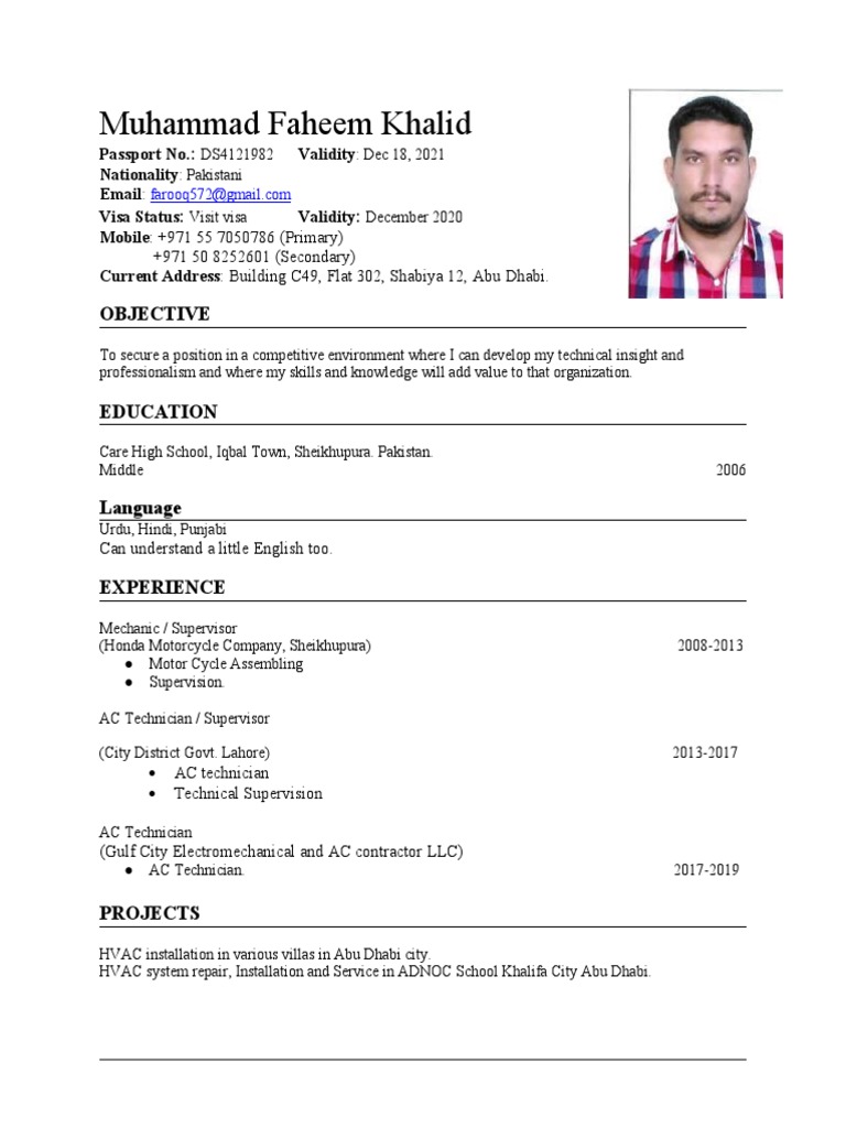 Faheem CV | PDF