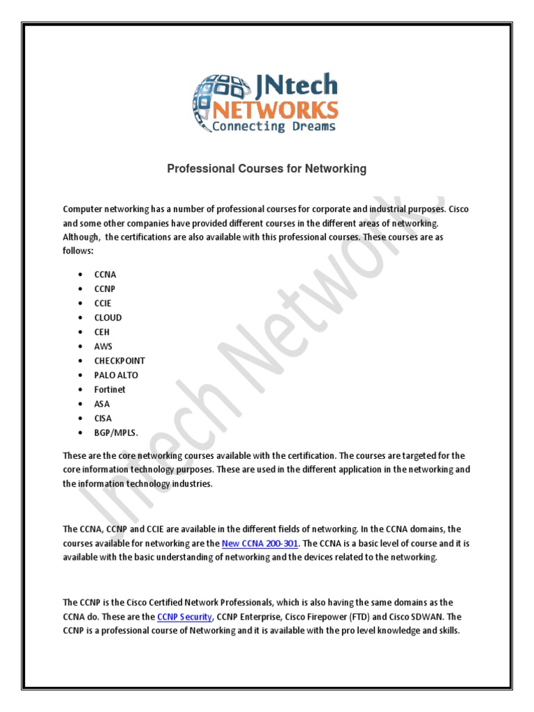 Professional Courses For Networking | PDF | Cisco Certifications | Computer Engineering