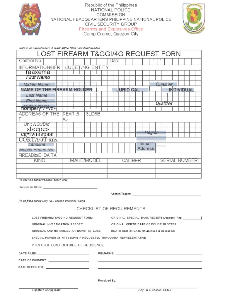 PNP Lost Firearm Form | PDF