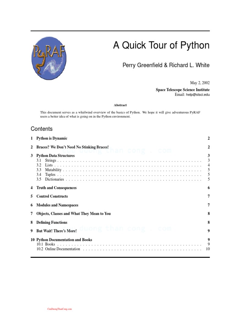 A Quick Tour Of Python Pdf Class Computer Programming Subroutine 2837