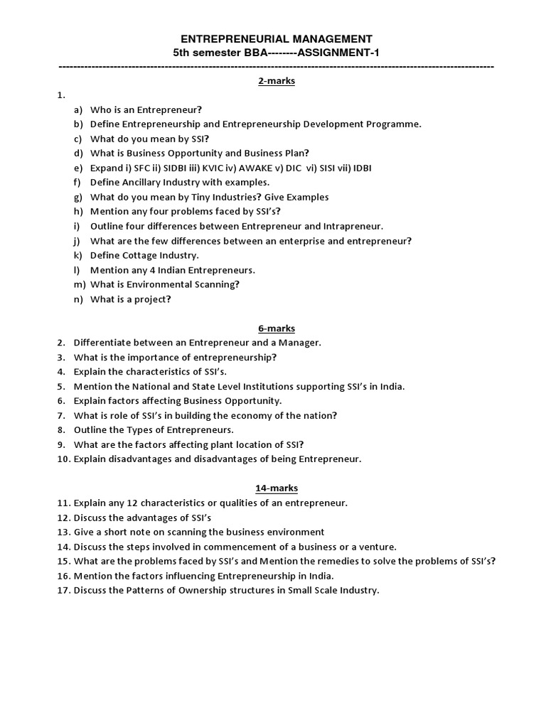 2020 5 Sem Bba em Assignment 1 | PDF