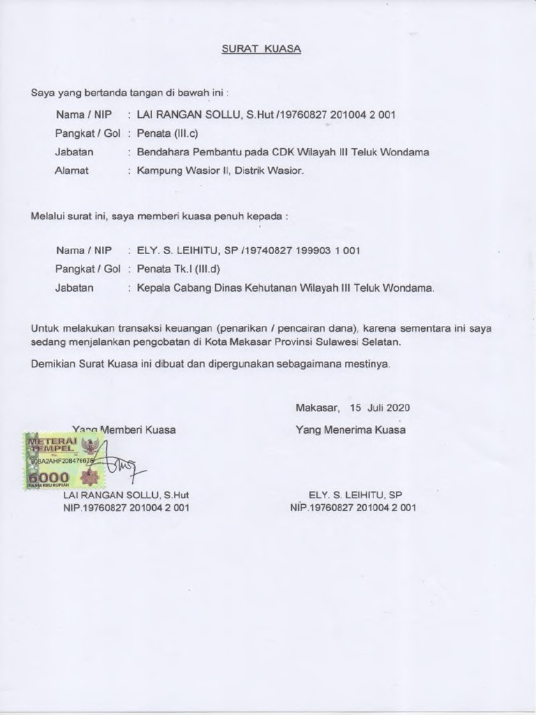 Scan Surat Kuasa | PDF