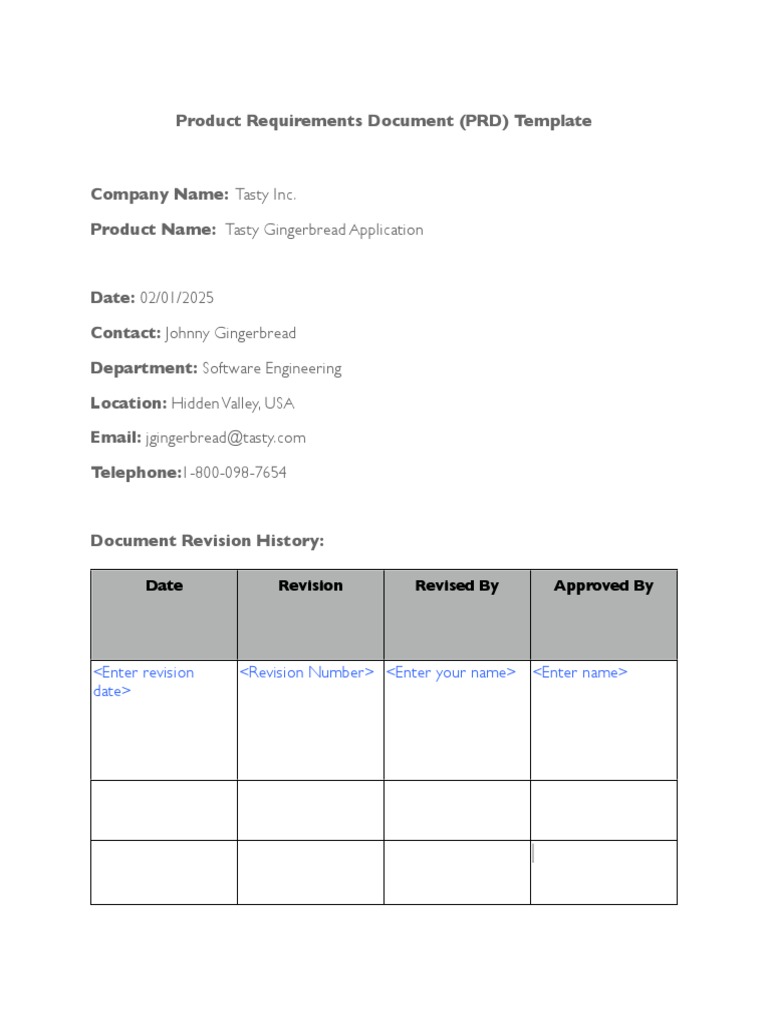 Product Requirements Document Template | PDF | Sales | Information ...
