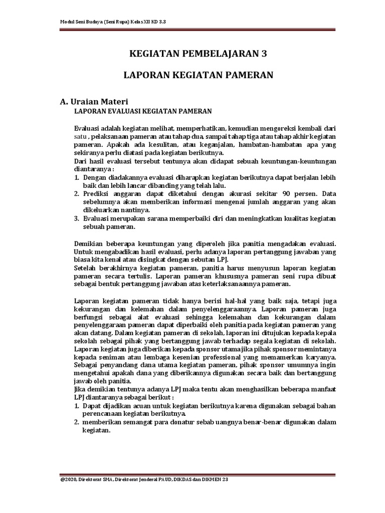 Laporan Kegiatan Pameran | PDF | Bisnis | Seni