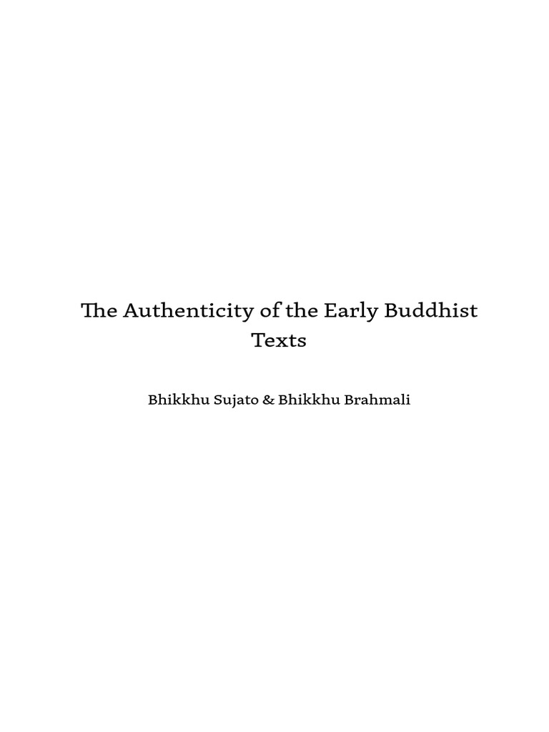 The Authenticity of The Early Buddhist Texts | PDF | Buddhist Texts ...