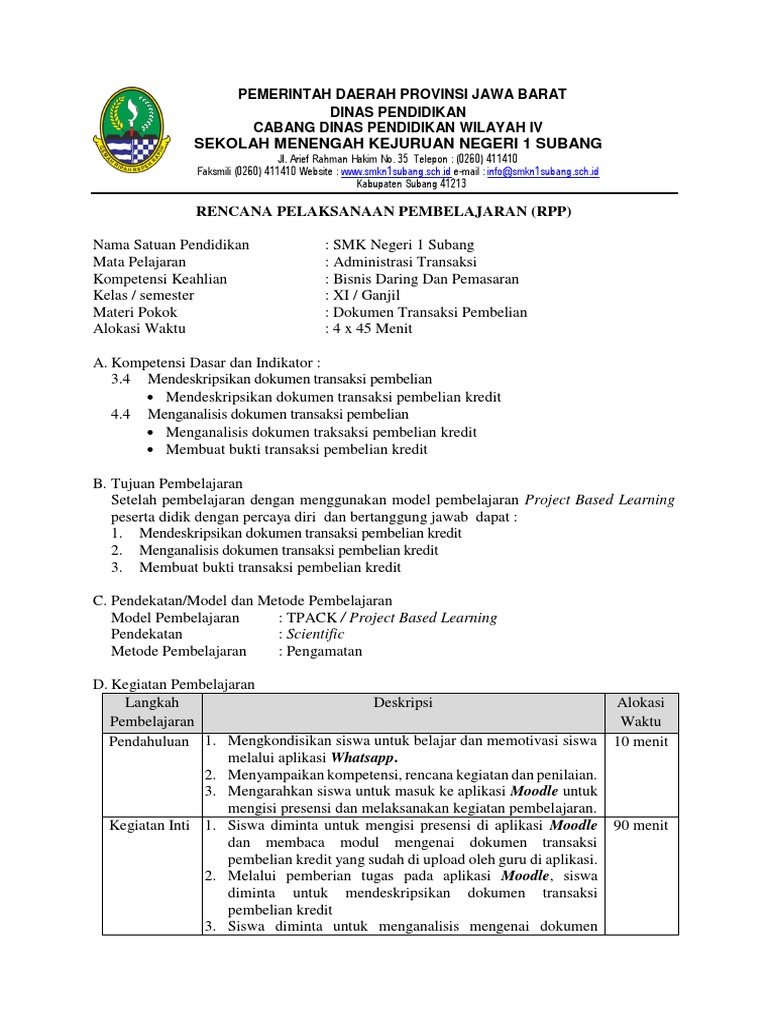 RPP SMK Subang | PDF | Karier & Perkembangan