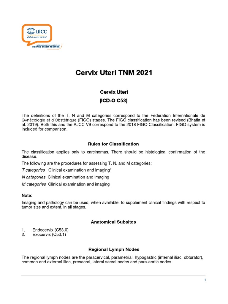 Cervical Cancer TNM Classification 2021 | PDF | Metastasis | Carcinoma