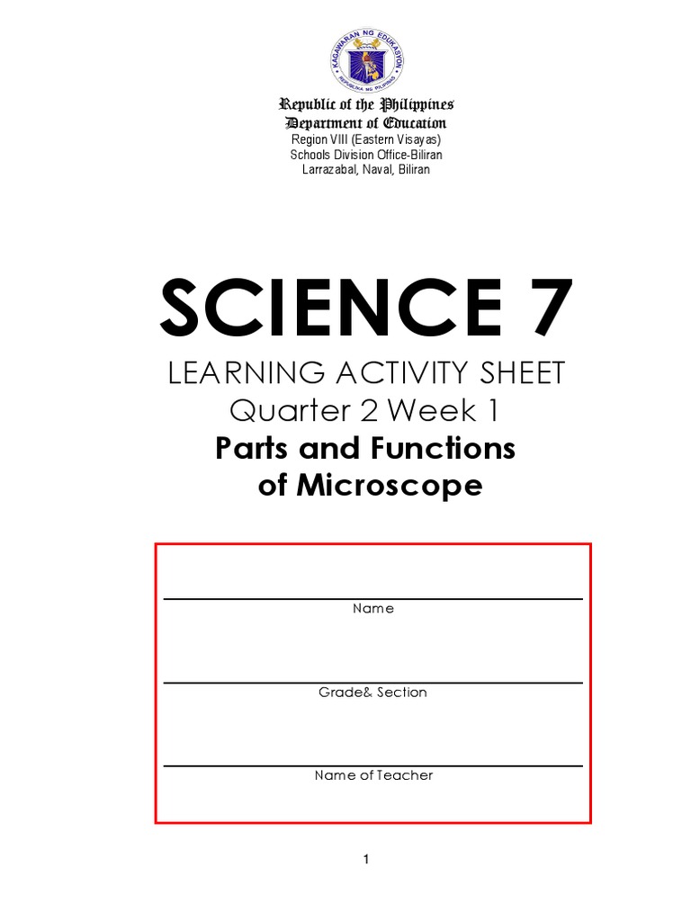 Science 7: Learning Activity Sheet Quarter 2 Week 1 | PDF | Optics ...