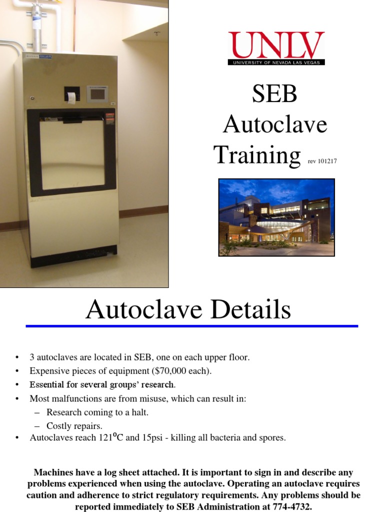 SEB Autoclave Training | PDF | Sterilization (Microbiology) | Steam