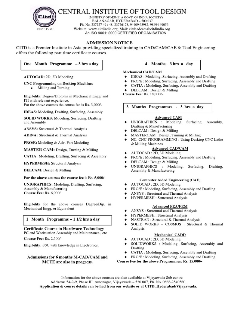 Citd Courses | PDF | Mechanical Engineering | Computing
