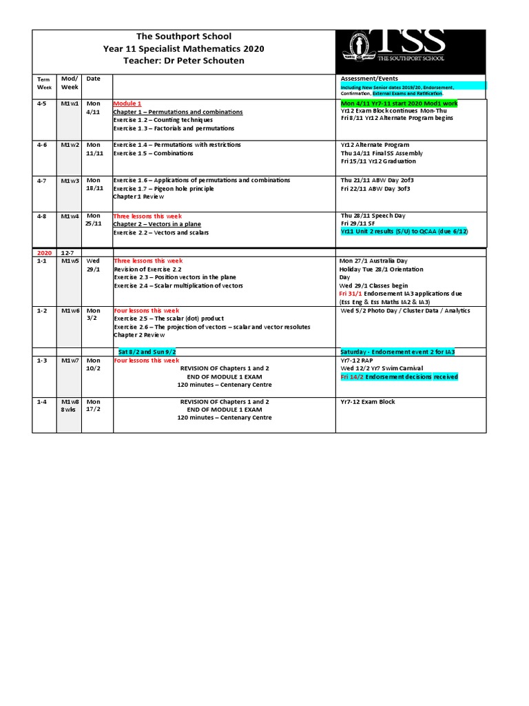 Year 11 Specialist Mathematics | PDF | Complex Number | Matrix ...