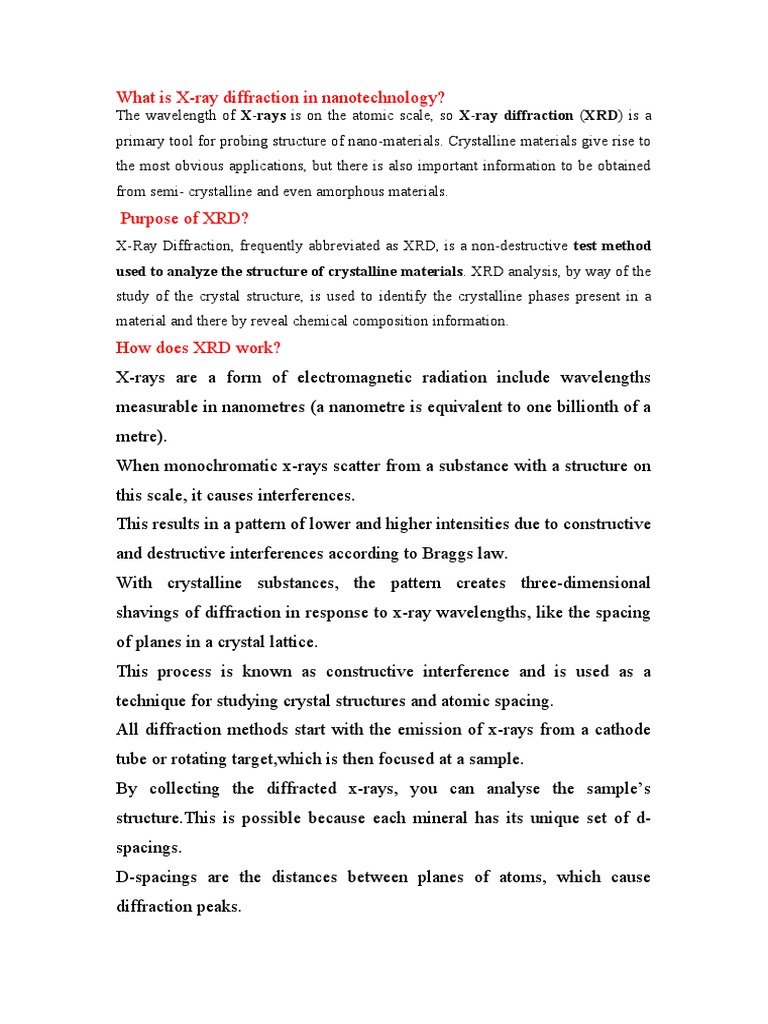 What Is X-Ray Diffraction in Nanotechnology? | Download Free PDF | X ...