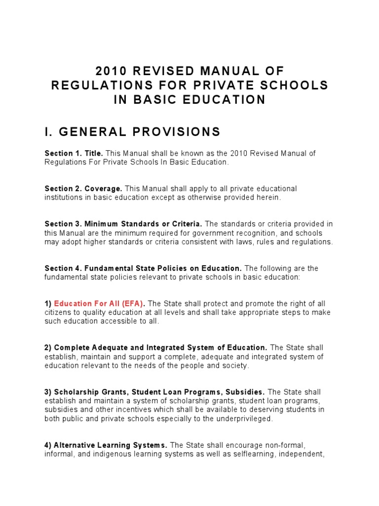2010 Revised Manual of Regulations For Private Schools in Basic ...