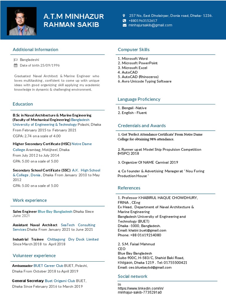 CV of Minhazur Rahman Sakib | PDF | Bangladesh | Dhaka