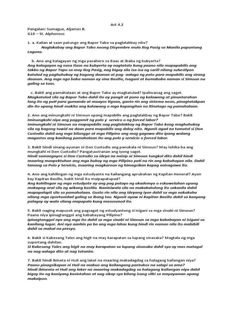 Filipino Activity 4.2 | PDF