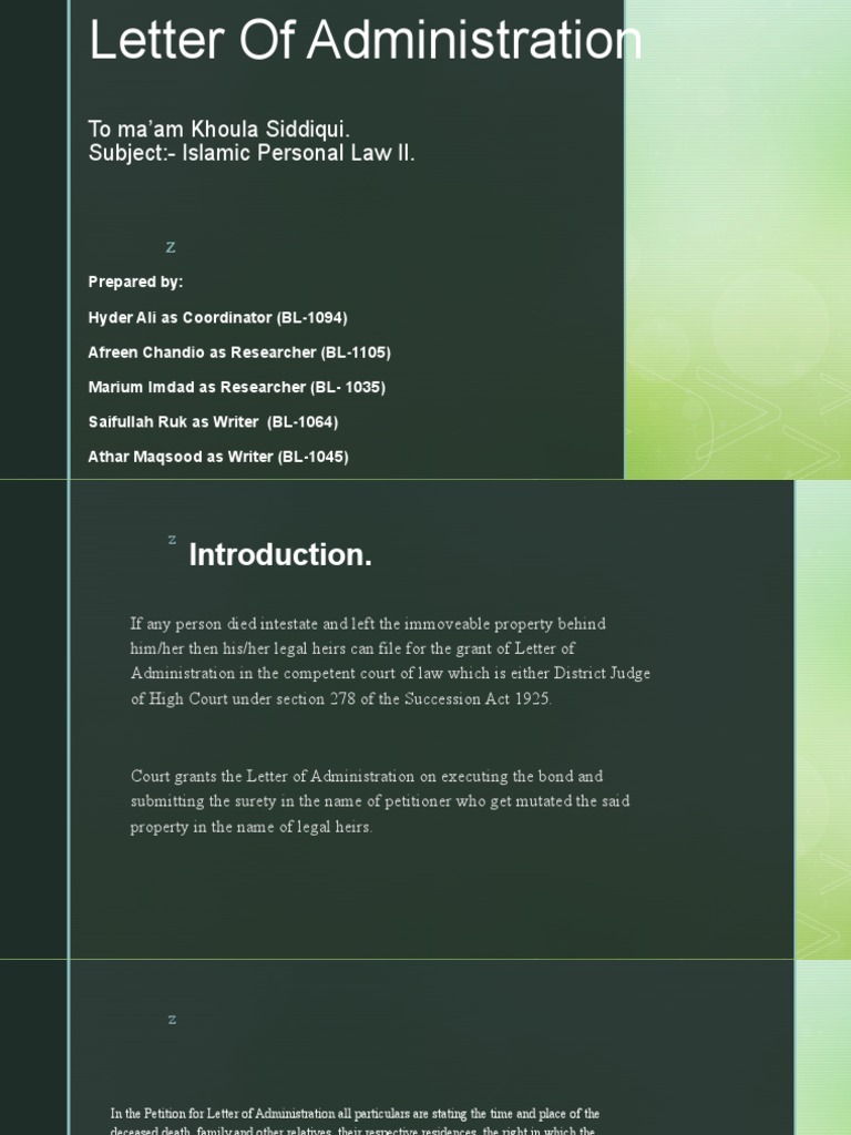 Letter of Administration Overview | PDF | Probate | Will And Testament