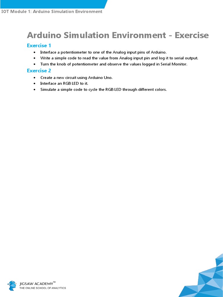 Arduino Simulation Environment - Exercise-1 | PDF