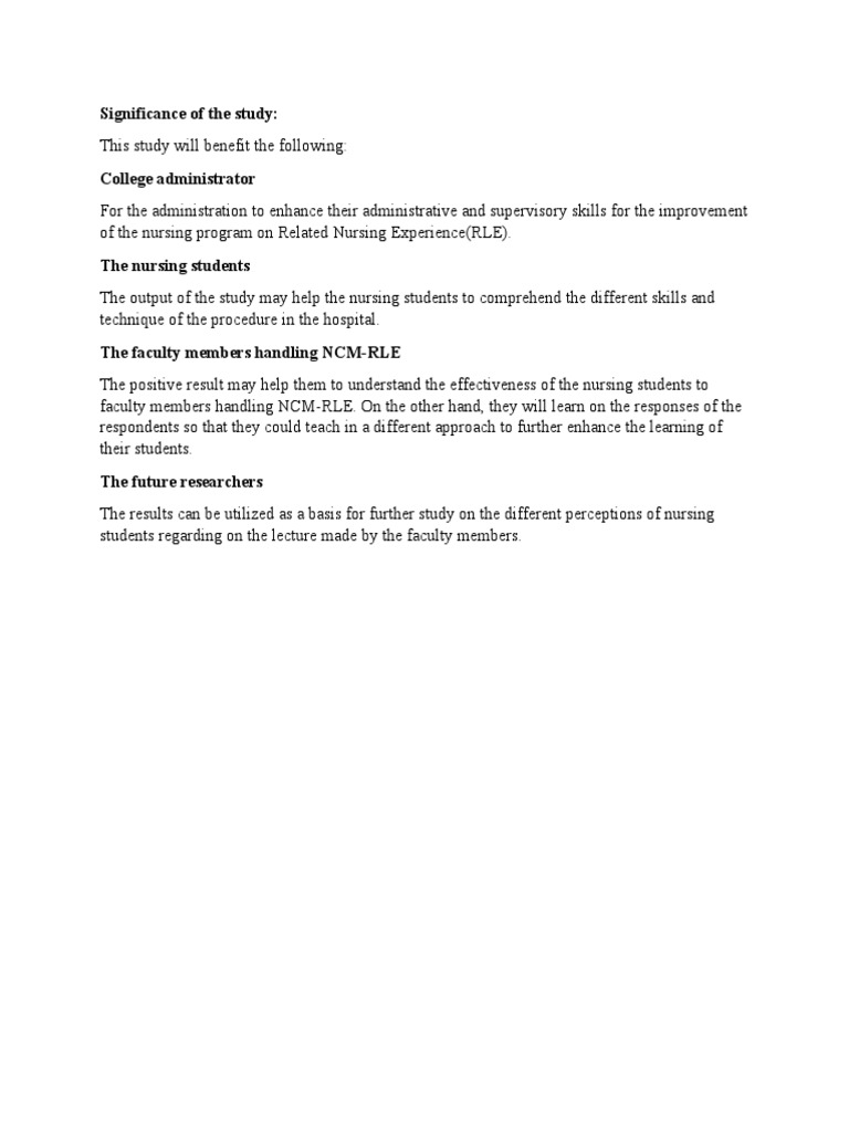 Significance of The Study | PDF