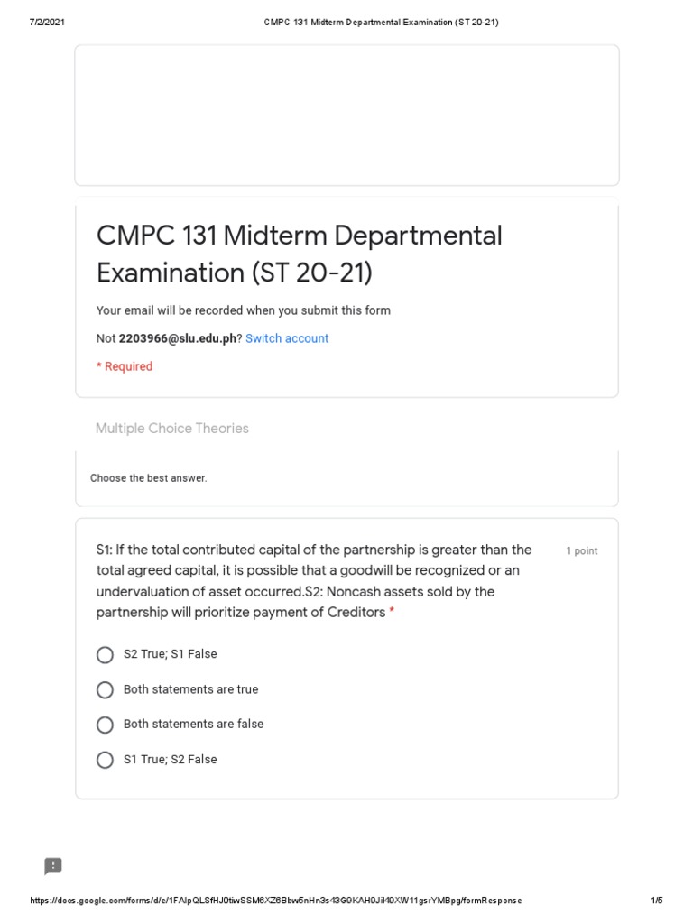 CMPC 131 Midterm Exam Overview | PDF | Partnership | Finance & Money Management