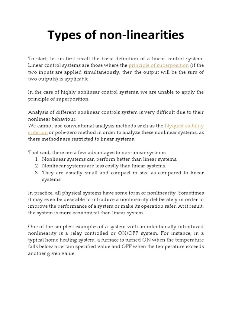 Type of Non Linearity | PDF | Nonlinear System | Linearity