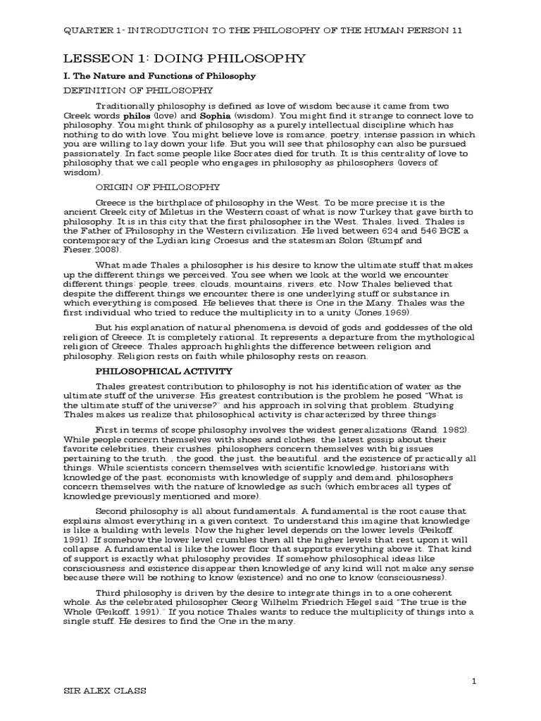 Lesseon 1: Doing Philosophy | PDF | Reason | Theology
