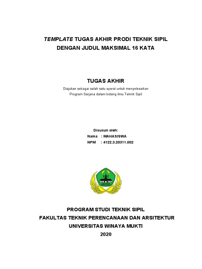 Template Tugas Akhir Teknik Sipil | PDF