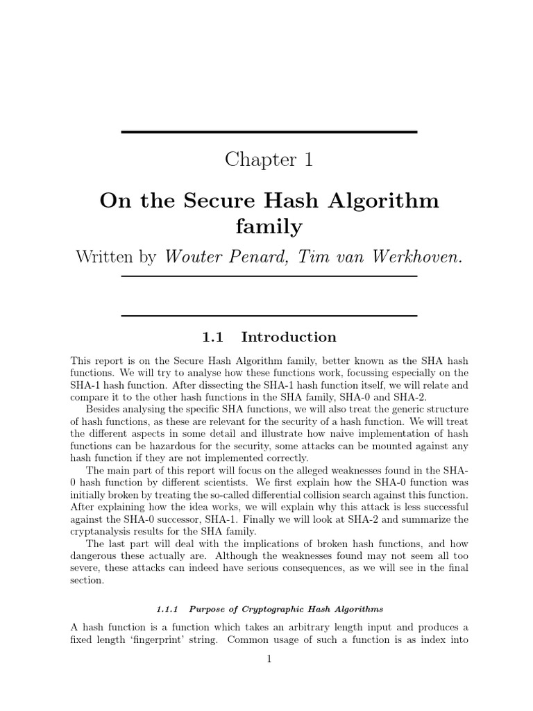 Chapter 1 On The Secure Hash Algorithm Family | PDF | Cybercrime ...