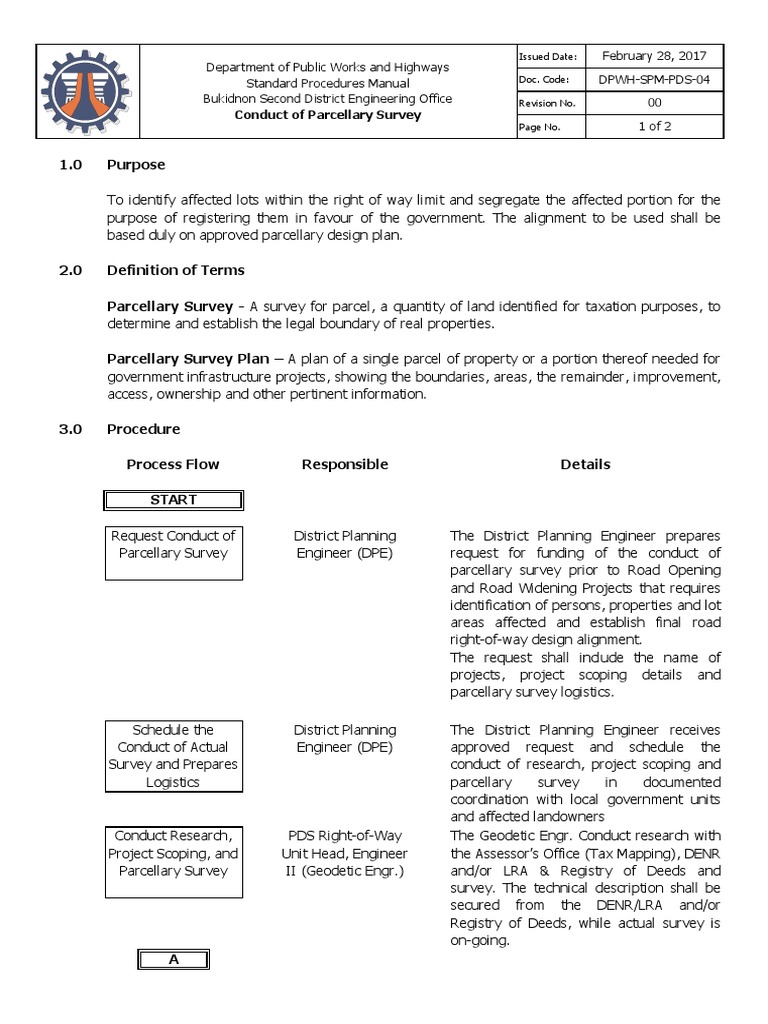 Standard Procedures Manual (Conduct of Parcellary) | PDF | Surveying ...