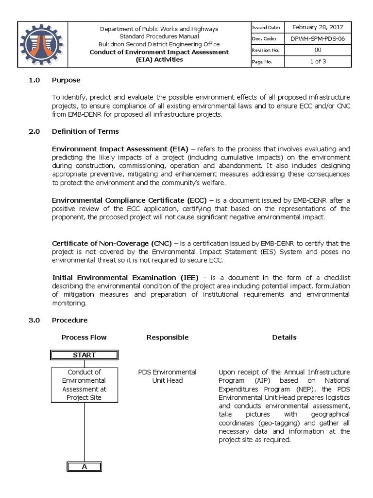 Standard Procedures Manual (Conduct of EIA) | PDF | Environmental ...