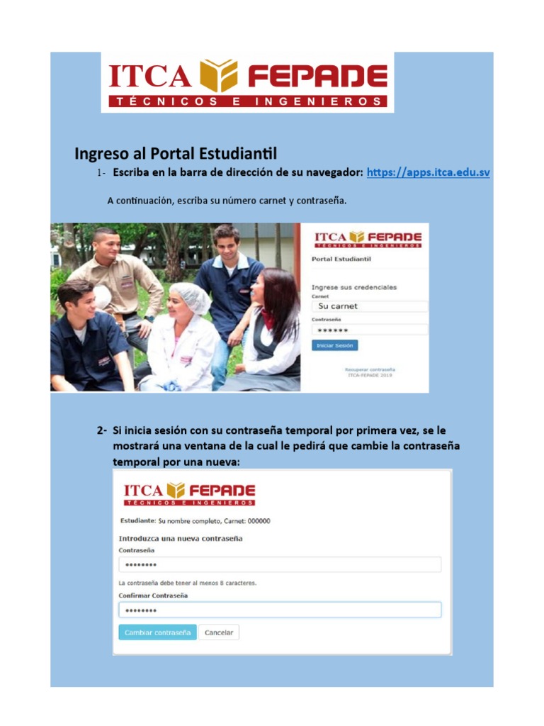 Acceso al Portal Estudiantil ITCA 2025 | PDF | Informática