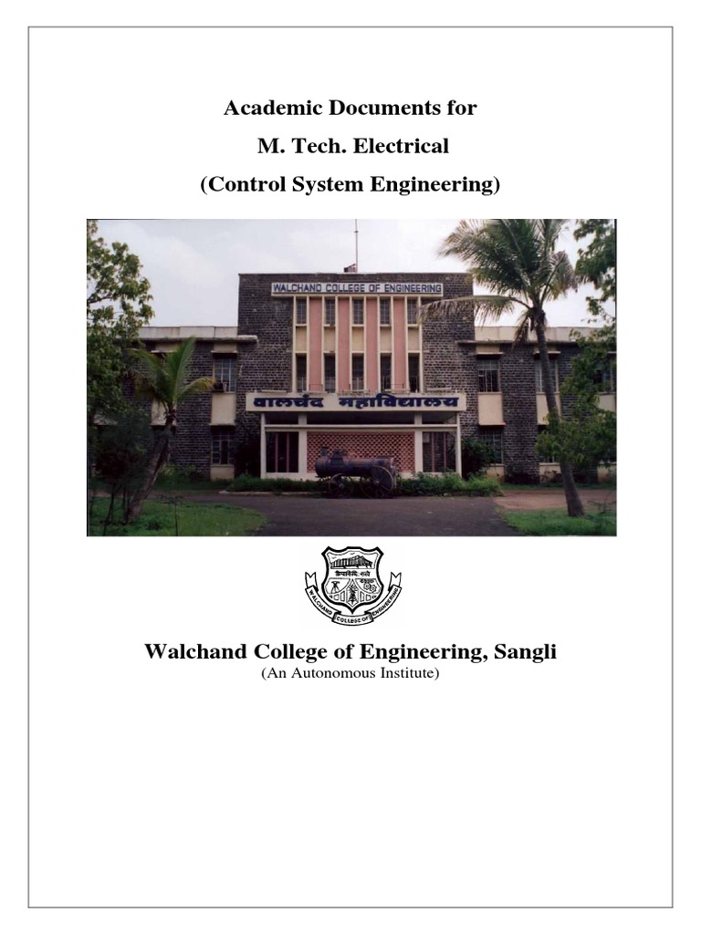 Academic Documents For M. Tech. Electrical (Control System Engineering ...