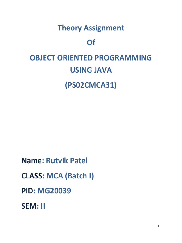 MG20039 Theory Assignment | PDF | Method (Computer Programming) | Java ...