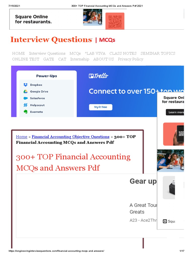 300+ TOP Financial Accounting MCQs and Answers PDF 2021 | PDF | Debits ...
