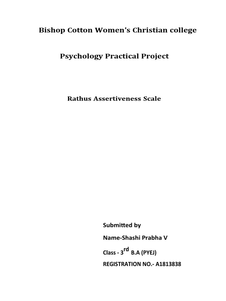 Bishop Cotton Women's Christian College: Rathus Assertiveness Scale ...