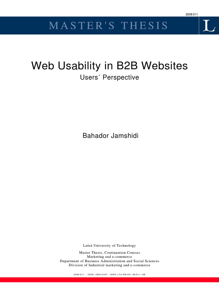 Web Usability in B2B Websites: Master'S Thesis | PDF | Usability | User ...