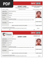 Admit Card Format | PDF | Identity Document | Government Information