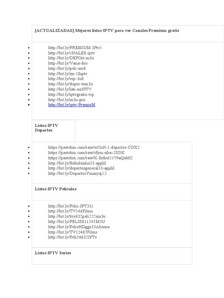 (ACTUALIZADAS) Mejores Listas IPTV para Ver Canales Premium Gratis | PDF