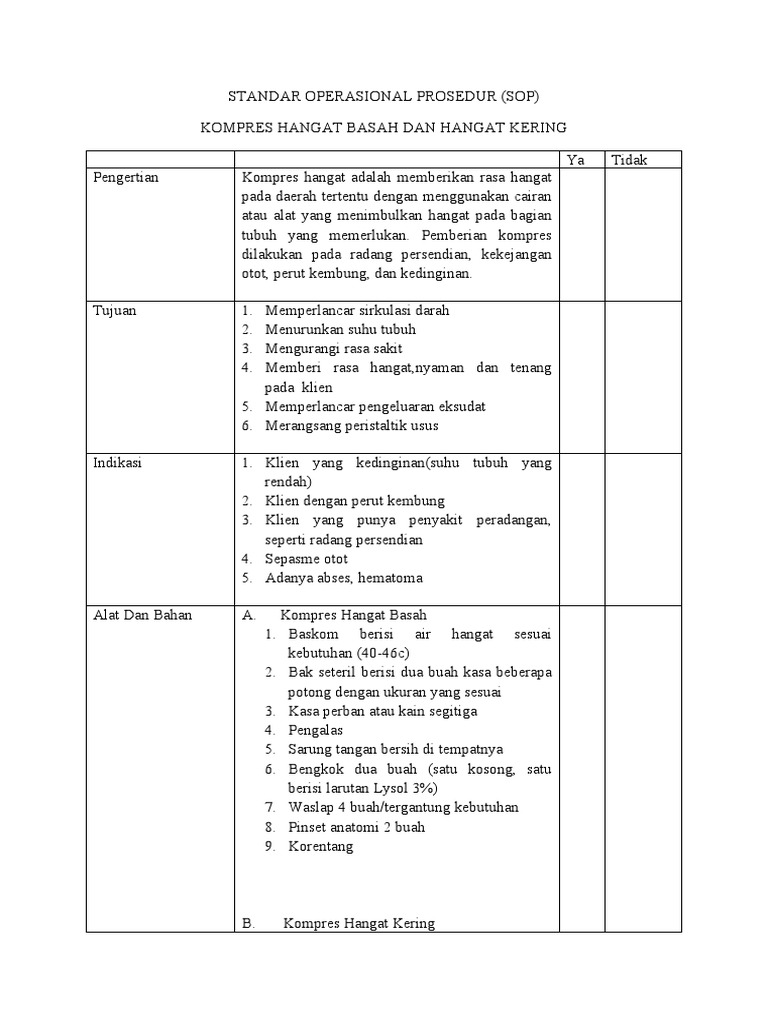 SOP Kompres Kel.1 | PDF
