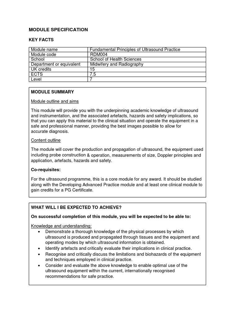 RDM004 Fundamental Principles of Ultrasound Practice | PDF | Radiology ...