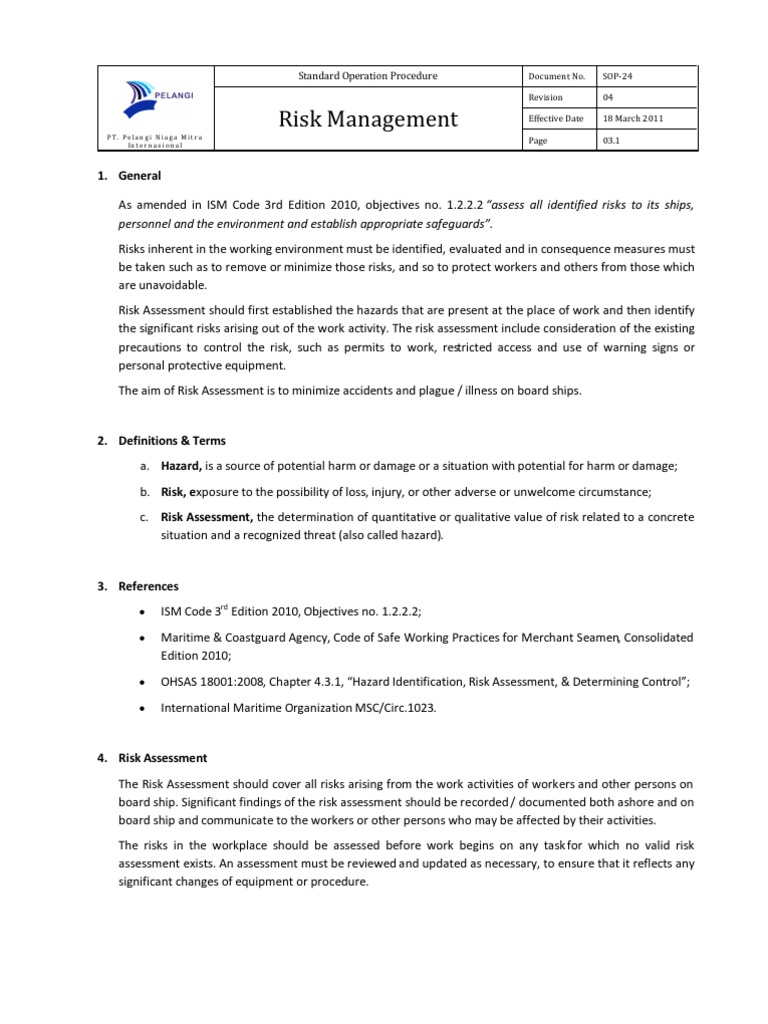SOP-24 Risk Management | PDF | Risk Assessment | Risk