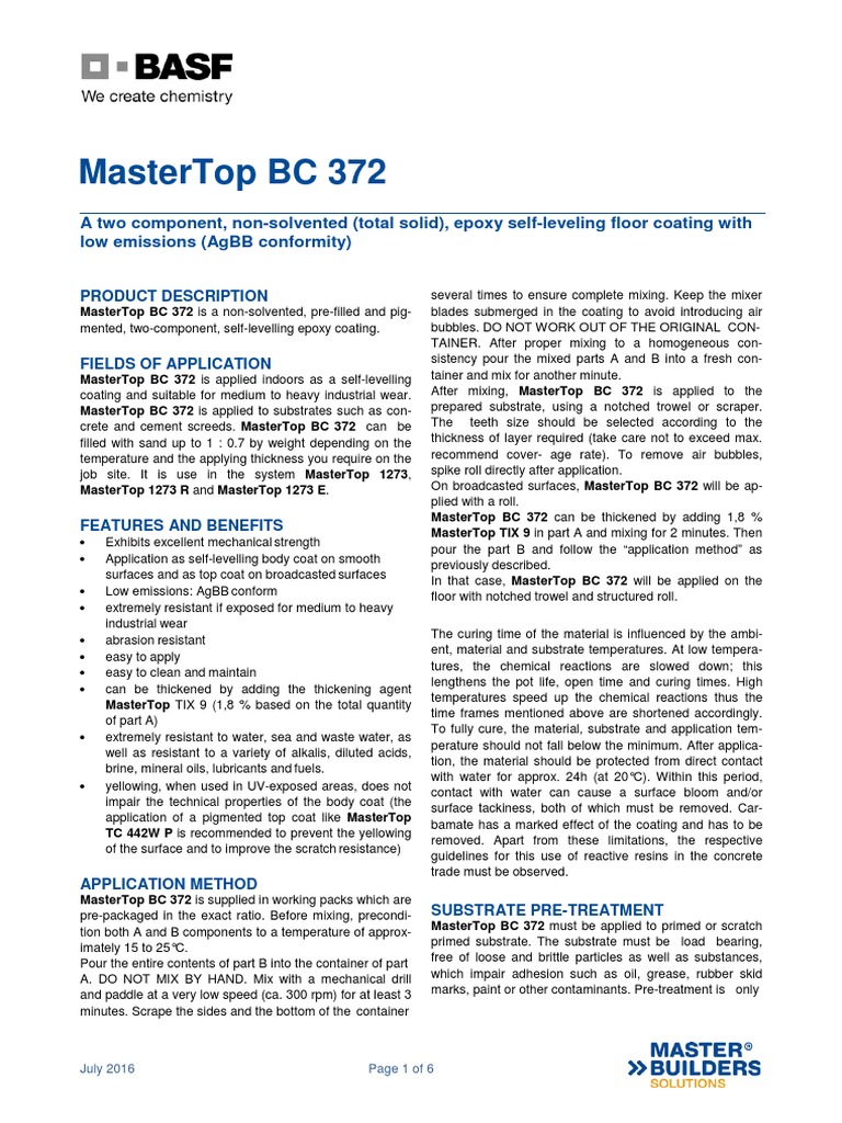 Mastertop® BC 372 | PDF | Epoxy | Wear