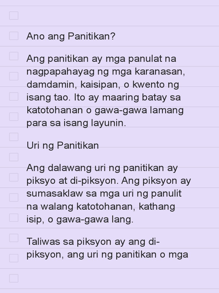 Notes Panitikan 2 | PDF