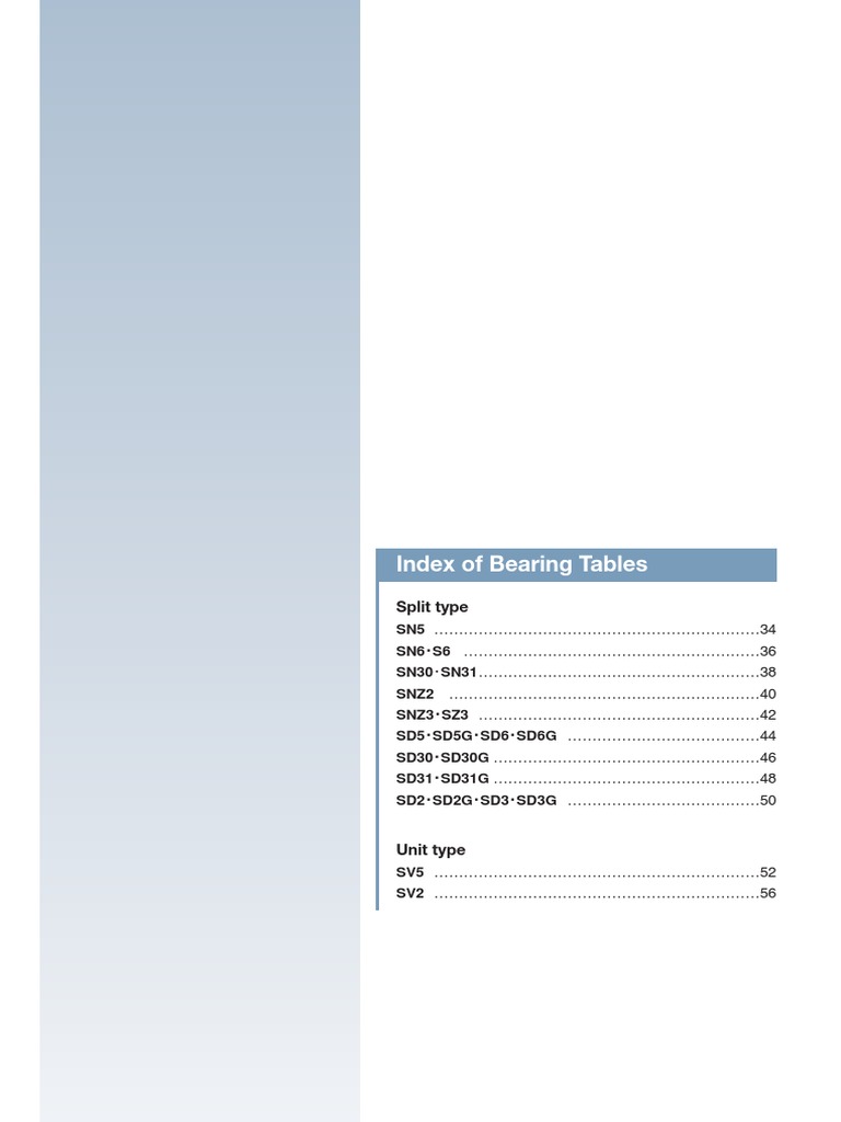 Index of Bearing Tables: Split Type | PDF | Manufactured Goods