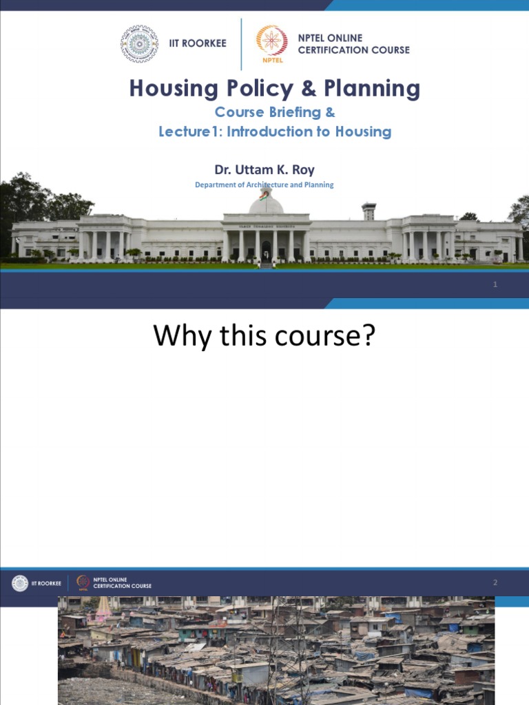 Housing Policy & Planning: Course Briefing & Lecture1: Introduction To ...