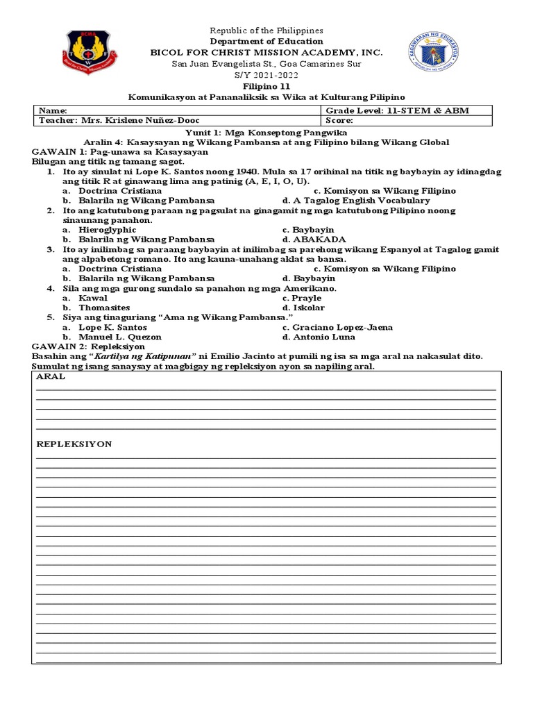 Filipino 11 Aralin 4 | PDF