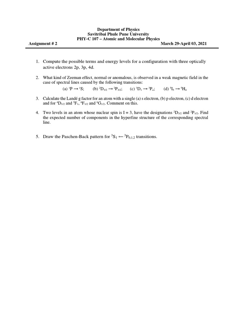Landé g Factor Calculation for 2p3/2 | PDF