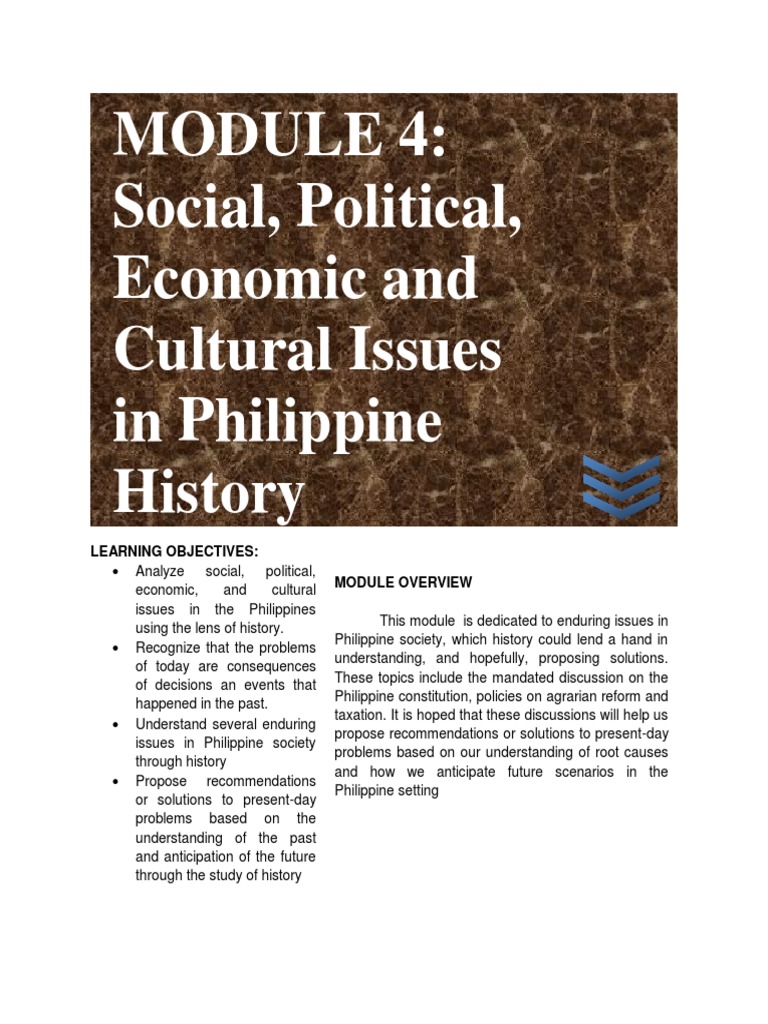 MODULE 4 Social, Political, Economic and Cultural Issues in Philippine ...