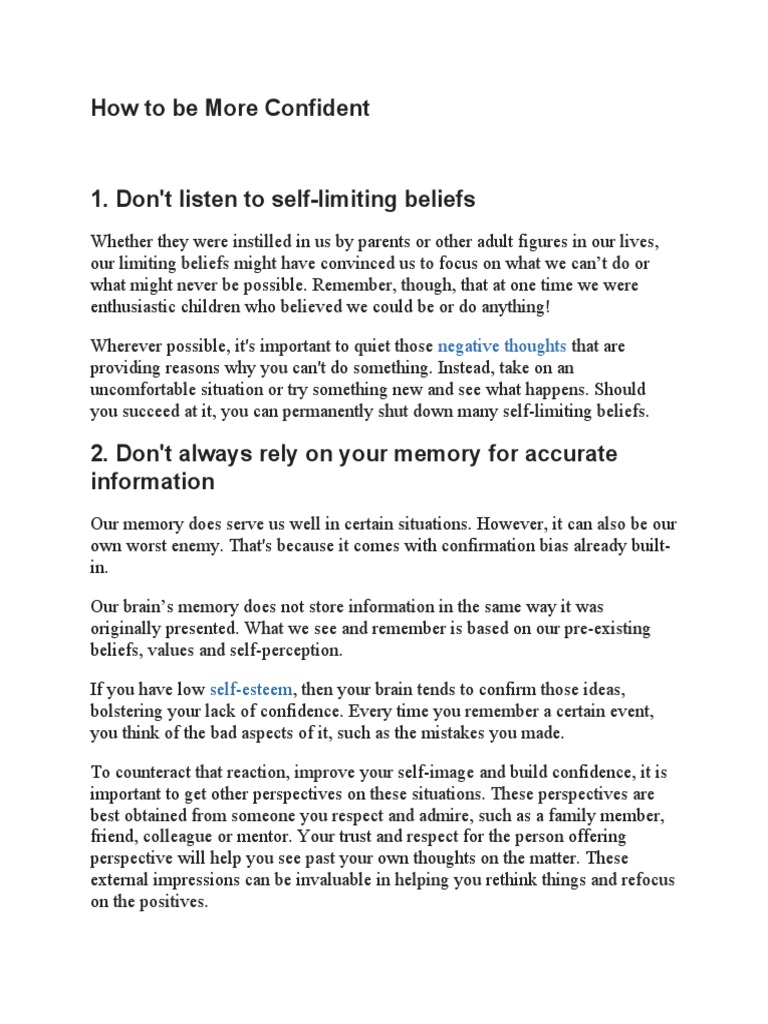 How To Be More Confident | PDF | Self Esteem | Behavioural Sciences