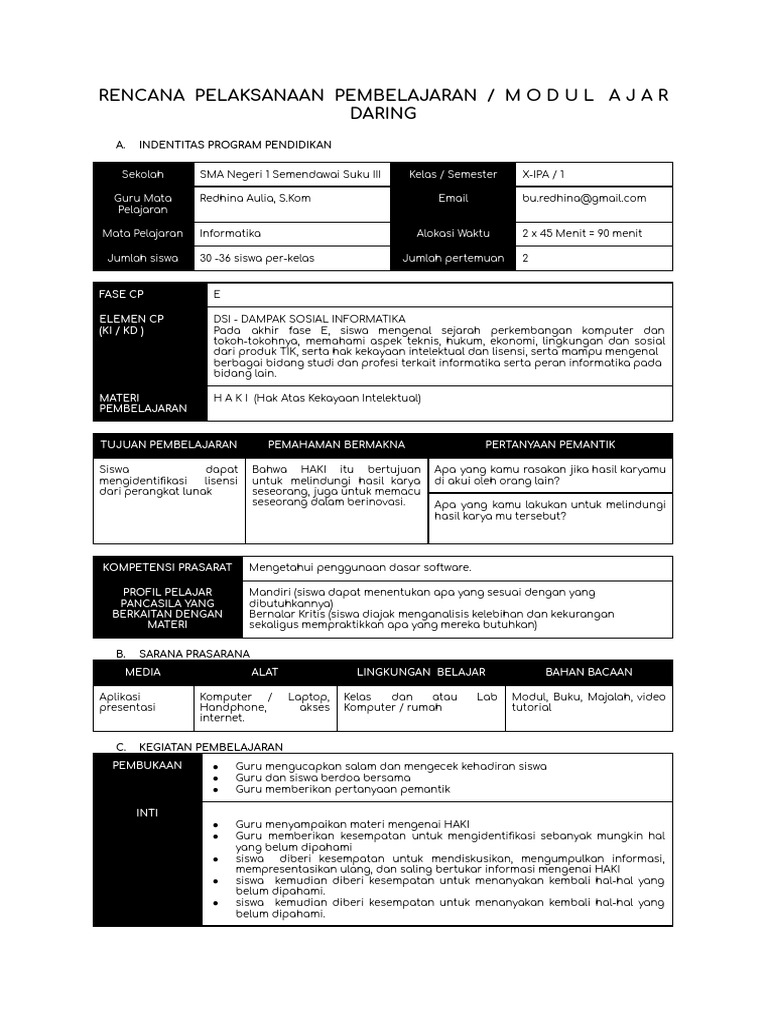 Modul Ajar Informatika Sma | PDF