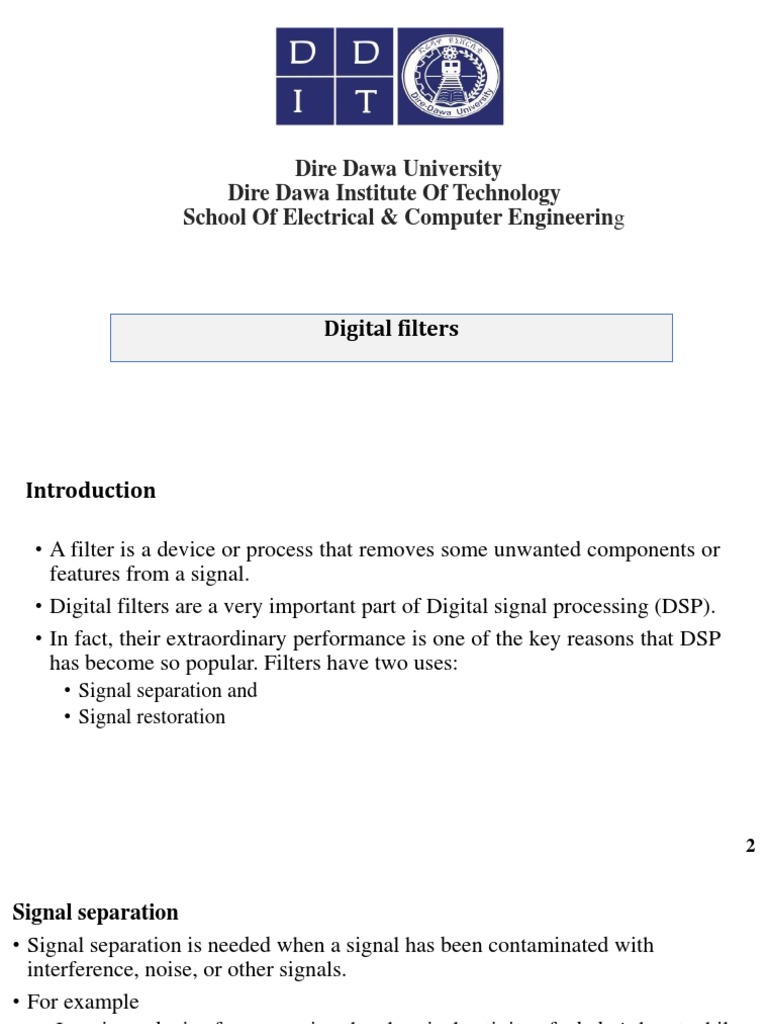 Digital Filters: An Introduction to Signal Separation, Restoration, and ...